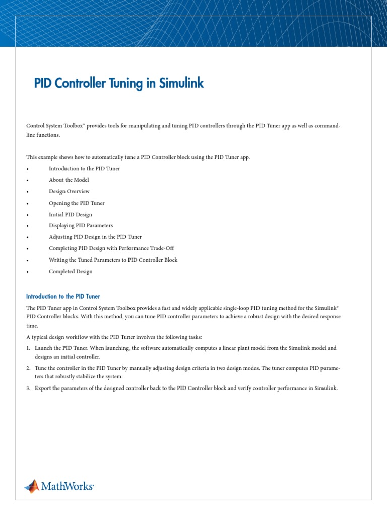 Pid Controller Tuning in Simulink | PDF | Control Theory | Systems Theory