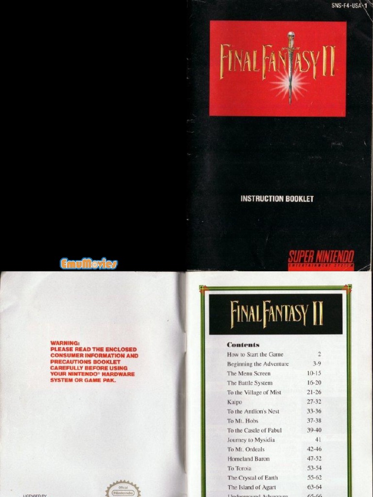 Final Fantasy II - SNES - Manual | PDF
