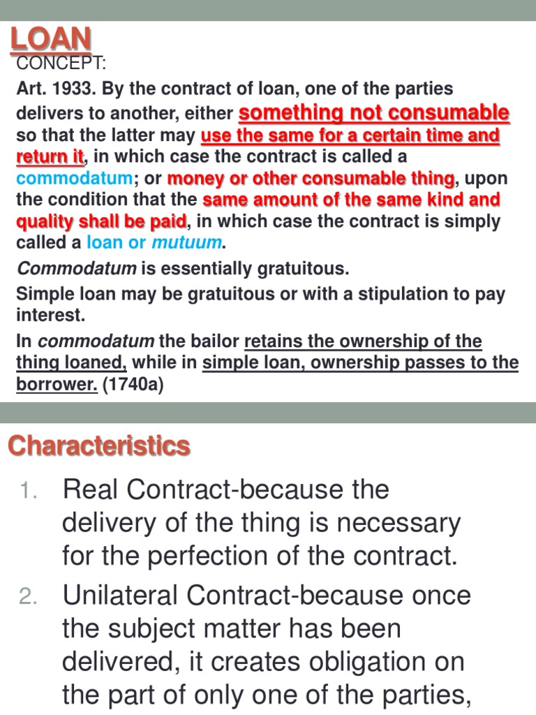 Commodatum vs. Mutuum: Key Differences | PDF | Guarantee | Surety