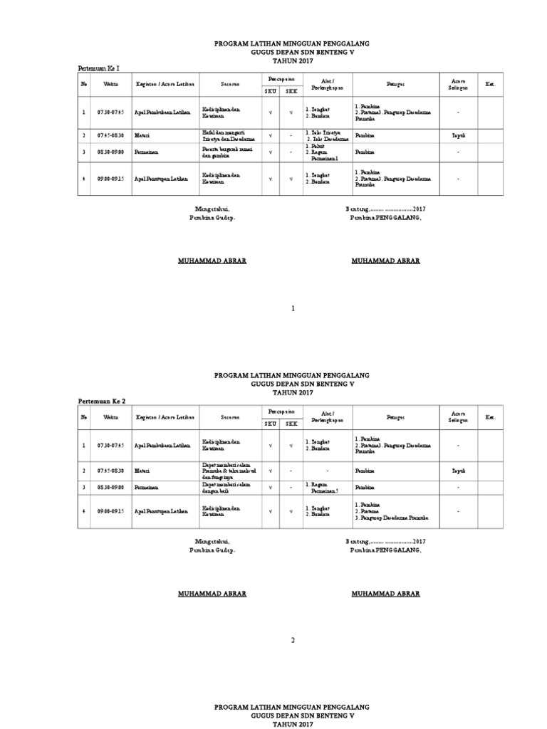 Program Latihan Mingguan | PDF