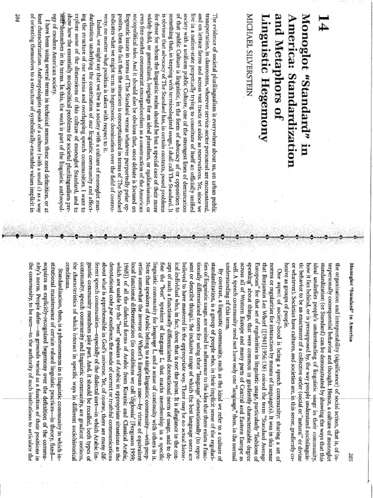 Silverstein - Monoglot "Standard" in America - Standardization and ...