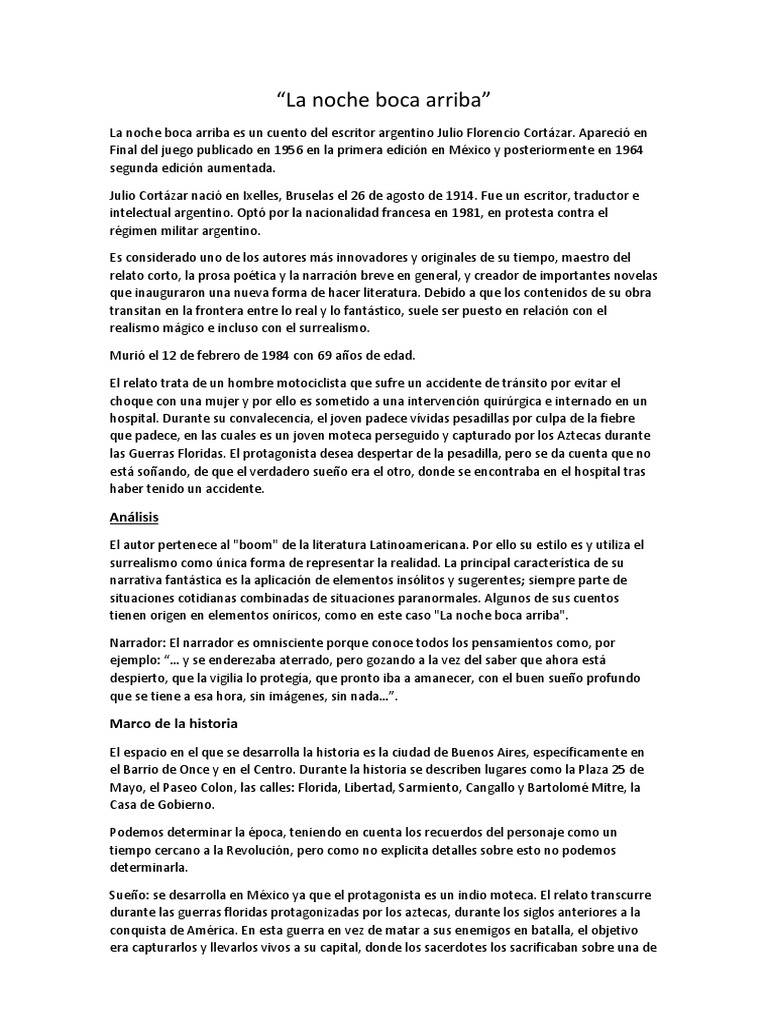 La Noche Boca Arriba | Fantasía | Narración