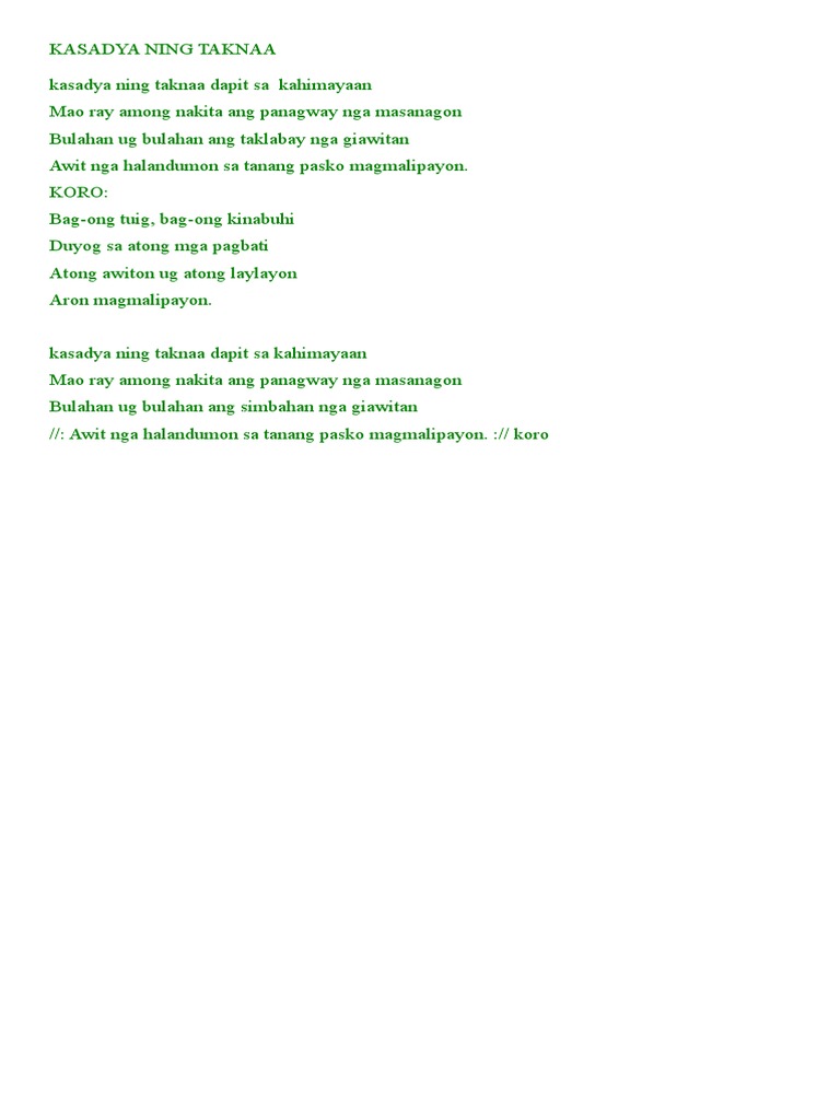 Kasadya Ning Taknaa | PDF