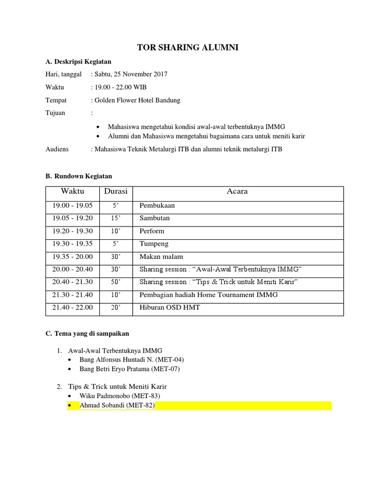 TOR Sharing Alumni | PDF