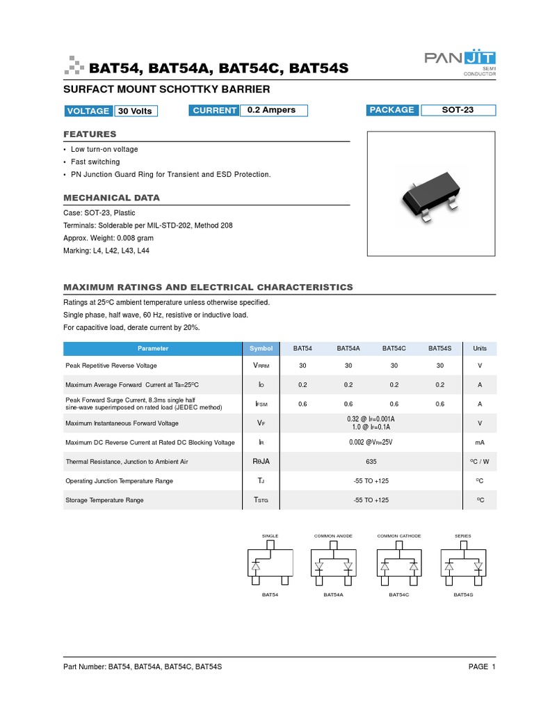 L4W Diode Schottky PDF | Download Free PDF | Electricity | Electromagnetism