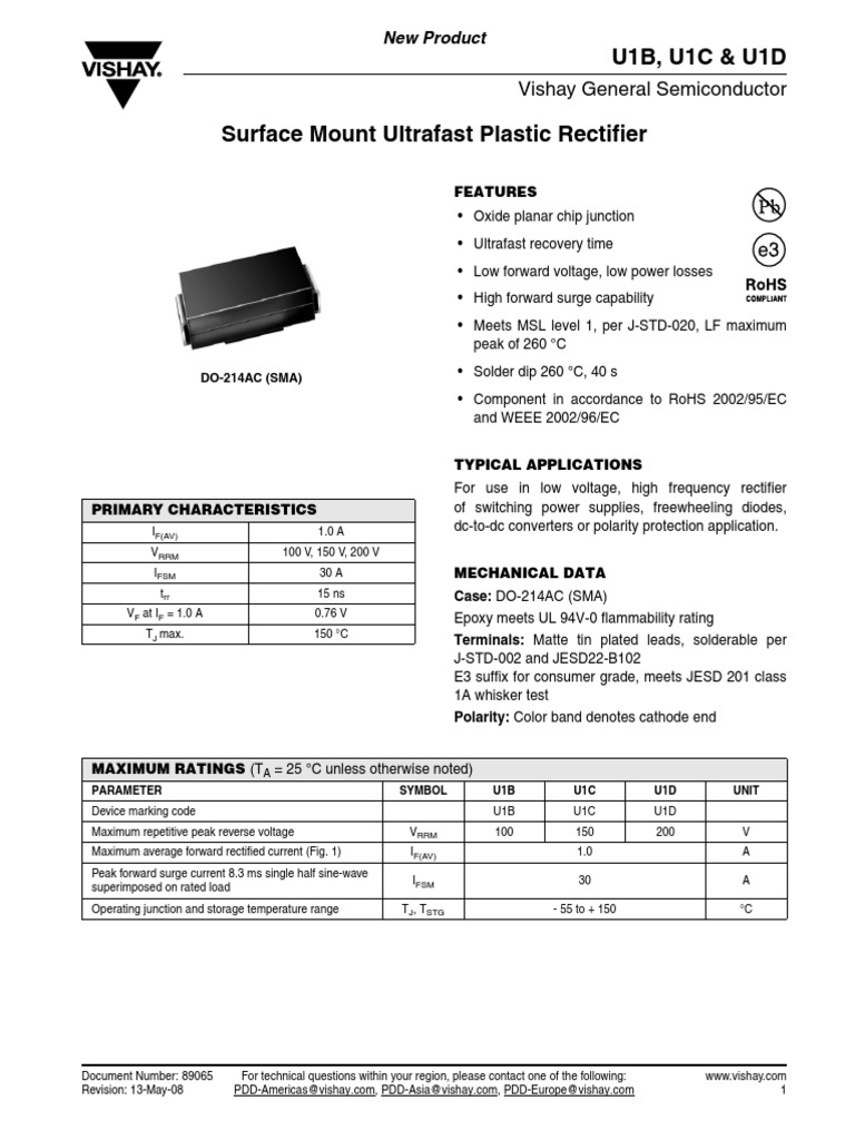 U1D Diode PDF | PDF | Rectifier | Disclaimer