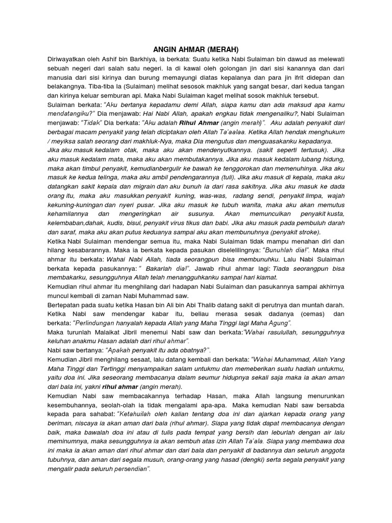 Angin Ahmar-Jin Riihul Ahmar | PDF