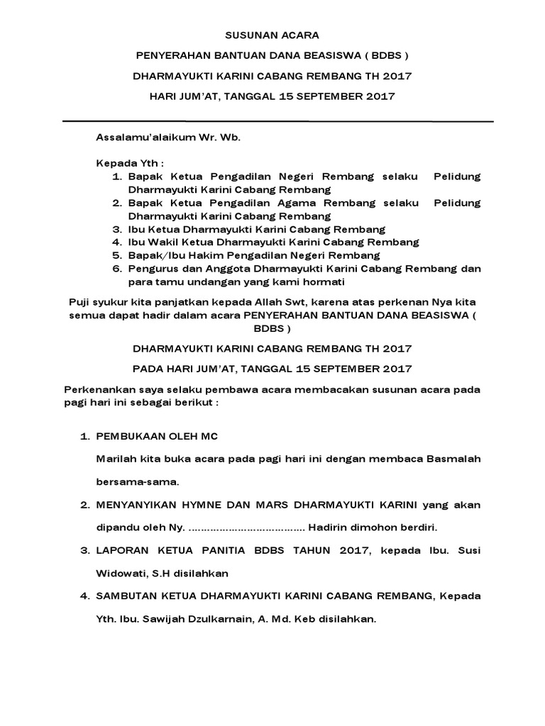 Acara BDBS | PDF