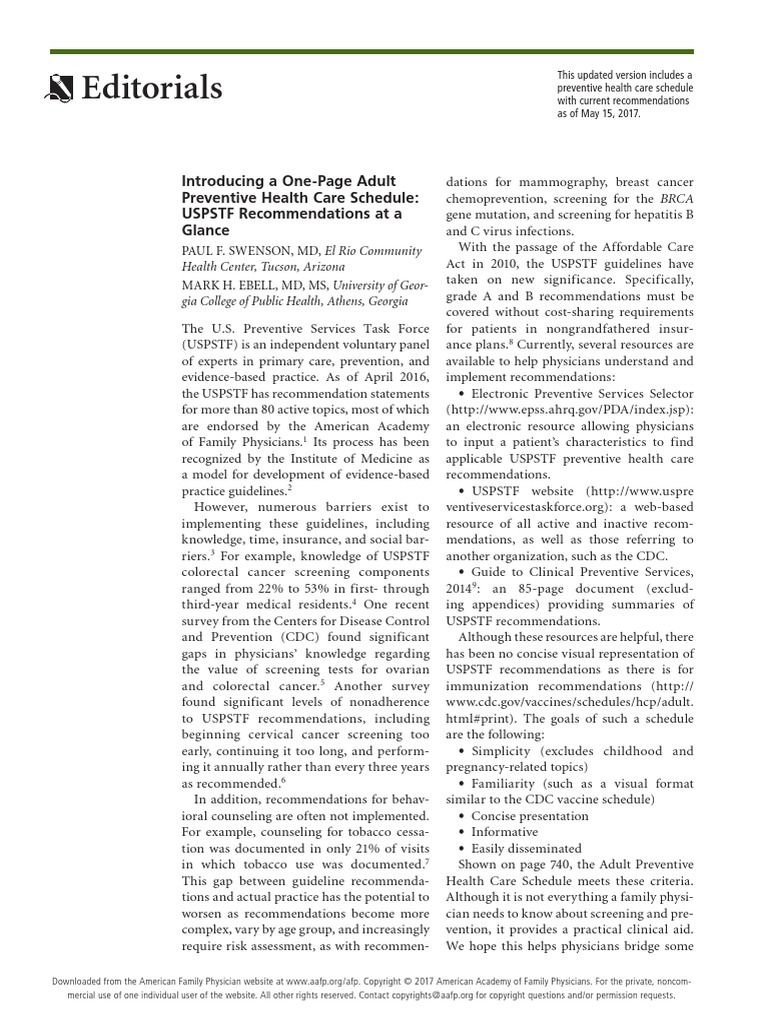 USPSTF Screening Recommendations (Across the Ages) | Sexually ...