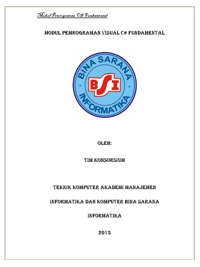 Modul Pemrograman Bahasa C# Fundamental Temporary 9 Desember 2013 PDF | PDF