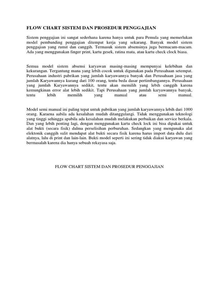 Flow Chart Sistem Dan Prosedur Penggajian | PDF
