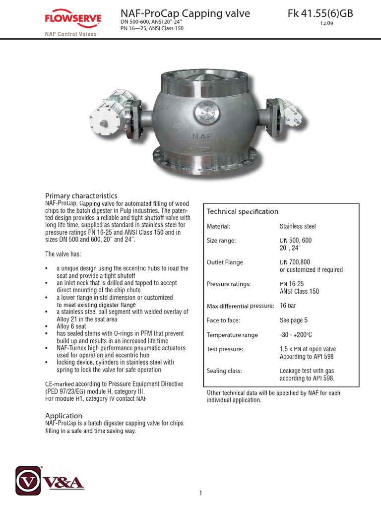 NAF-ProCap Capping Valve Specifications | PDF | Valve | Gas Technologies