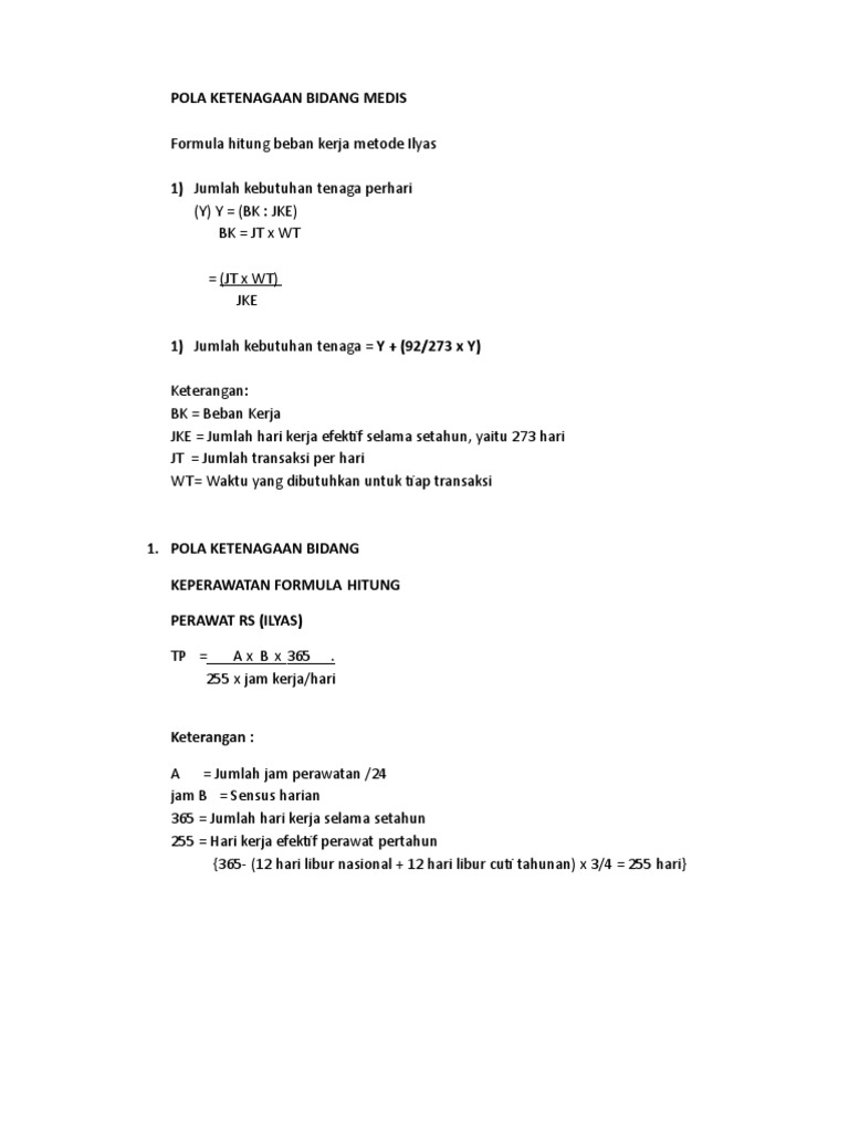 Rumus Ketenagaan Medis Metode Ilyas | PDF | Metode & Bahan Ajar