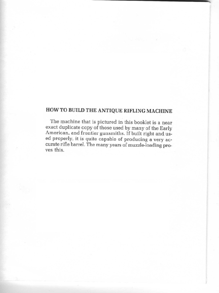 How To Build The Antique Rifling Machine | PDF