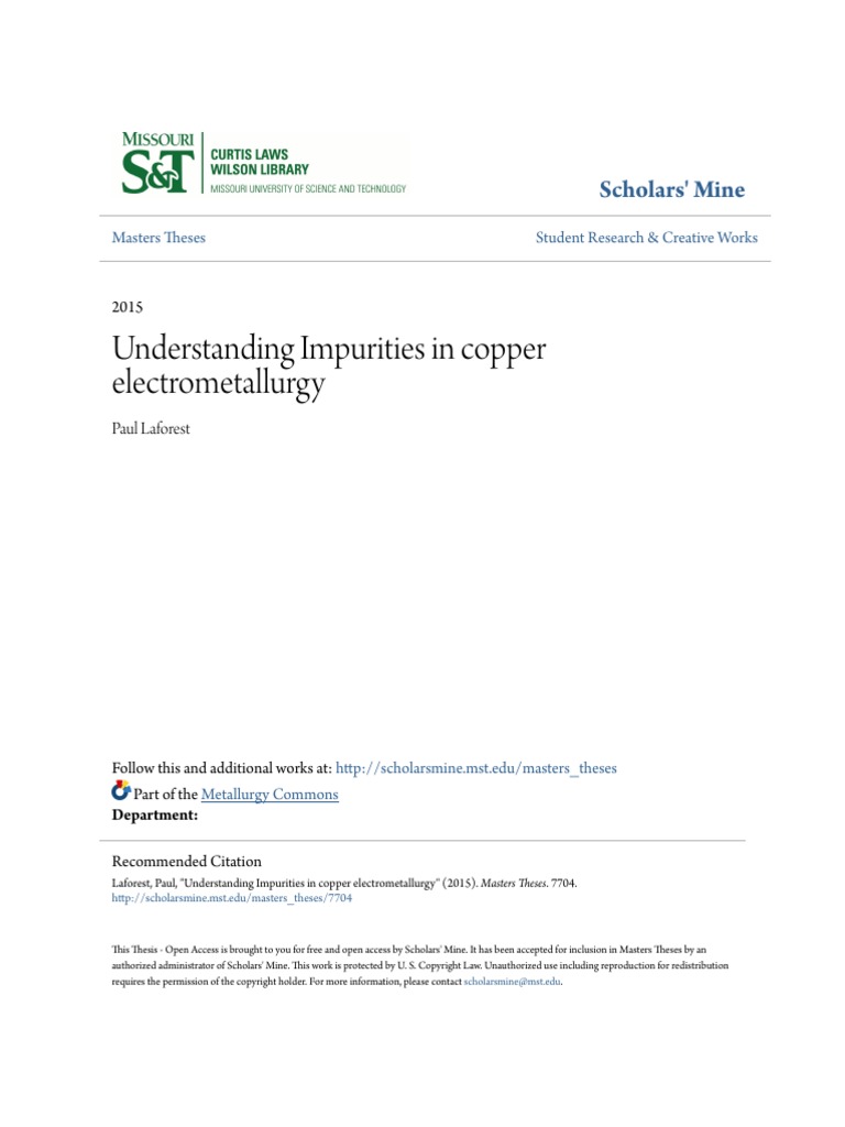 Understanding Impurities in Copper Electrometallurgy | PDF | Corrosion ...