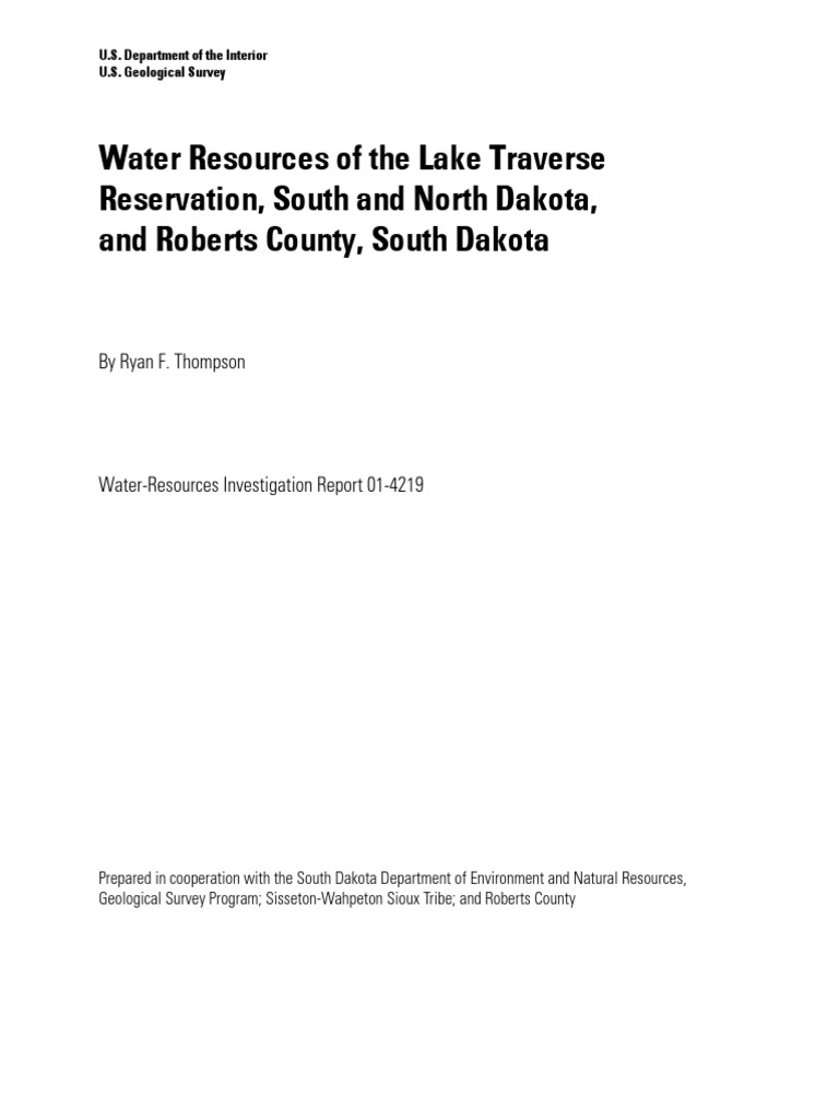 Water Resources of The Lake Traverse Reservation, South and North ...