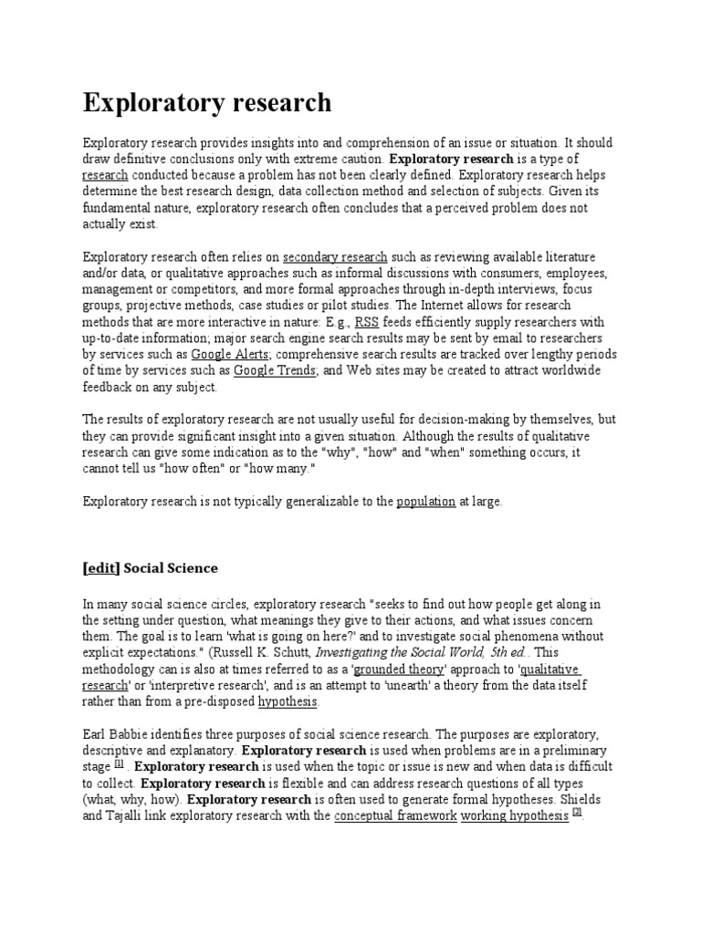 Exploratory Research: (Edit) Social Science | PDF | Hypothesis | Cognition