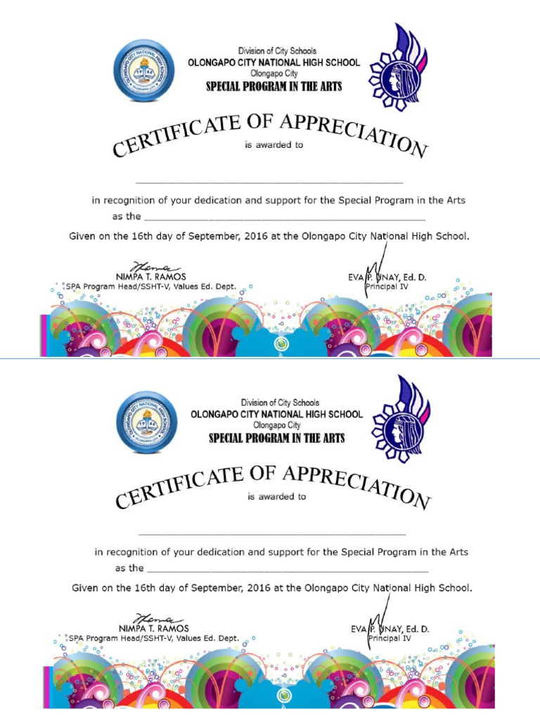 Certificate of Appreciation Class Officers | PDF