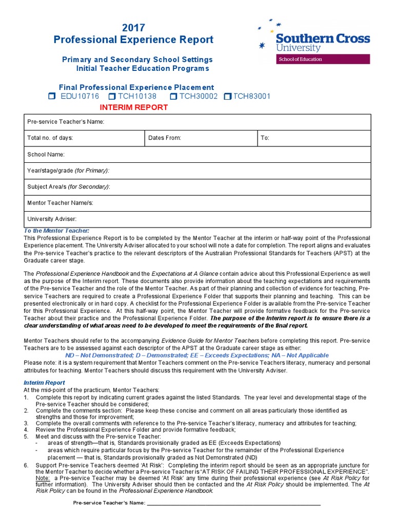 Interim Report for Pre-service Teacher | PDF | Educational Assessment ...