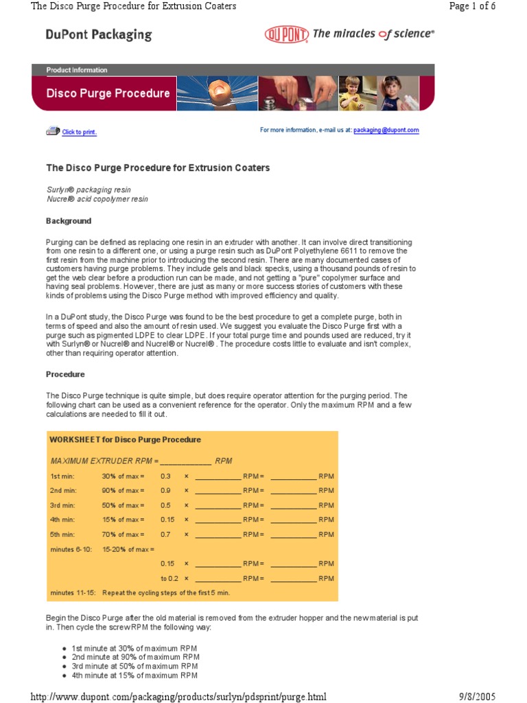 PURGING SYSTEM 2 - DUPONT Disco - Purge - Procedure | PDF | Extrusion ...
