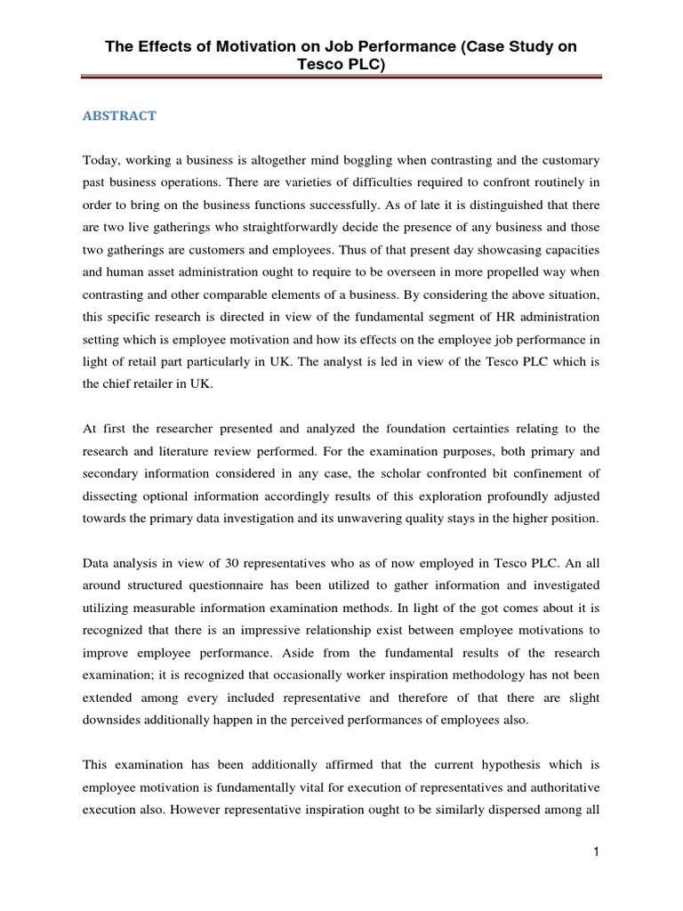 Proposal Impacts of Motivation On Employee Performance in Retail ...