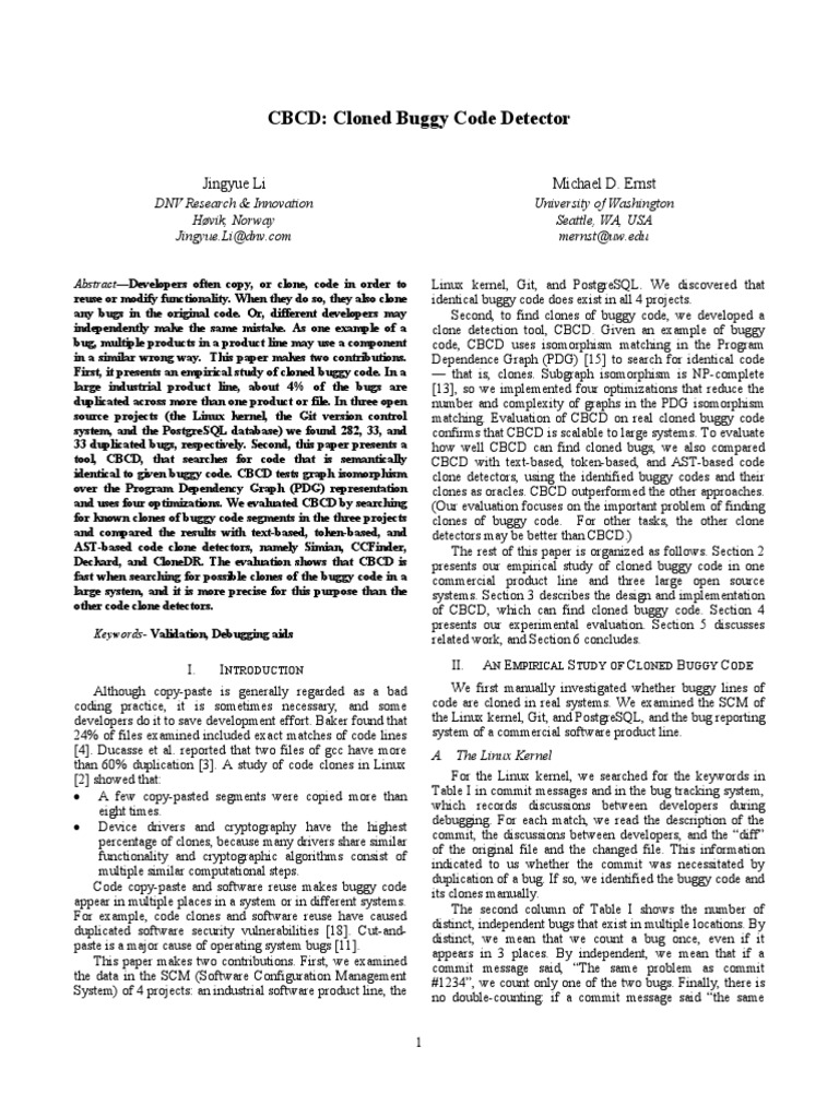 CBCD: Cloned Buggy Code Detector - An empirical study of cloned buggy code in open source and ...