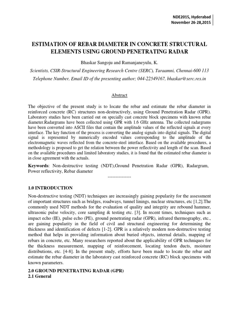 NDT - Rebar Detector 2 (GPR) | PDF | Applied And Interdisciplinary Physics | Science
