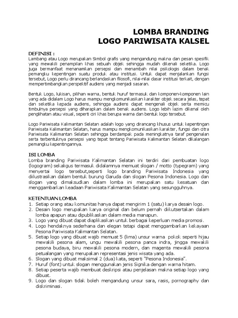 Branding Logo Pariwisata Kalsel | PDF