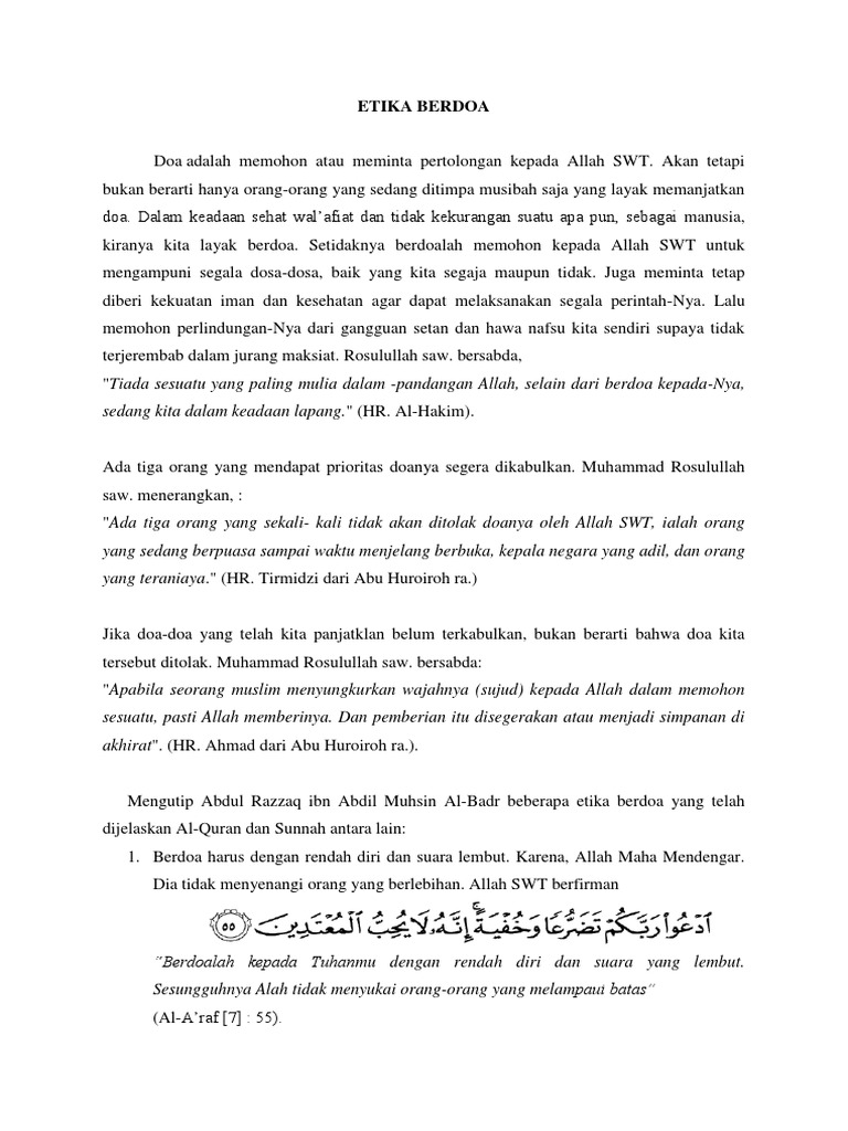 Etika Berdoa | PDF