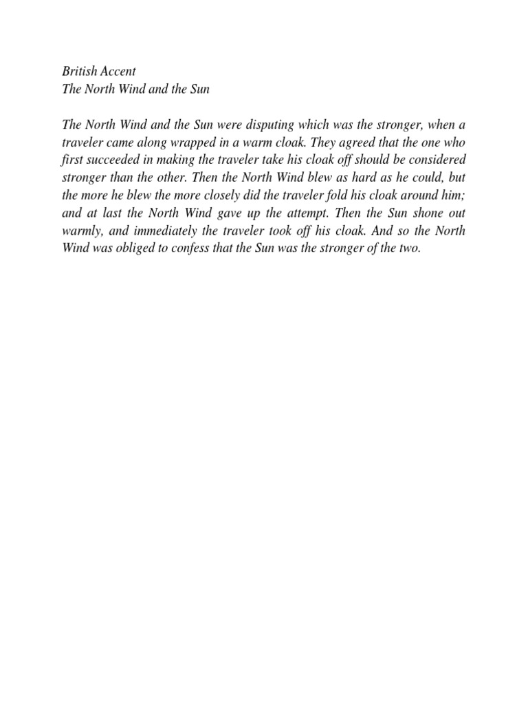 The North Wind and The Sun Script | PDF