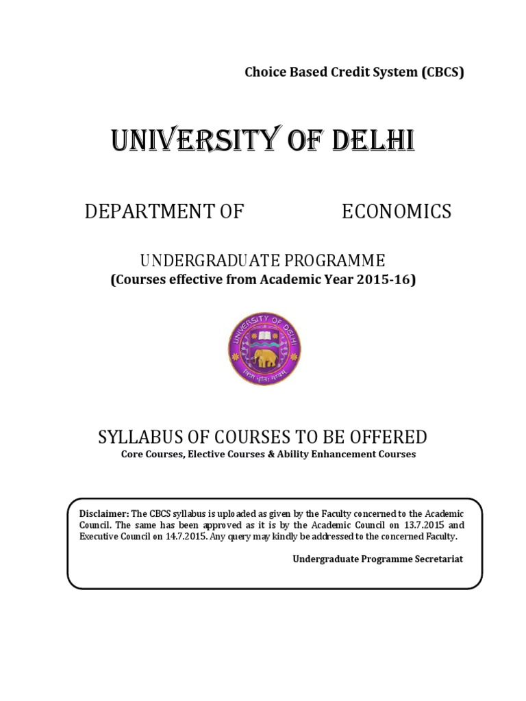 Delhi University - BMS Syllabus.pdf | Strategic Management | Macroeconomics