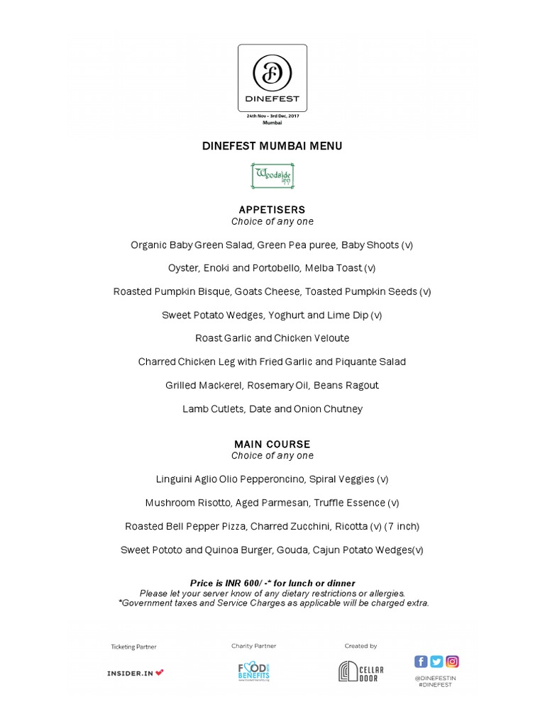 DF NOV2017 Woodside Inn Menu | PDF | Salad | Lunch