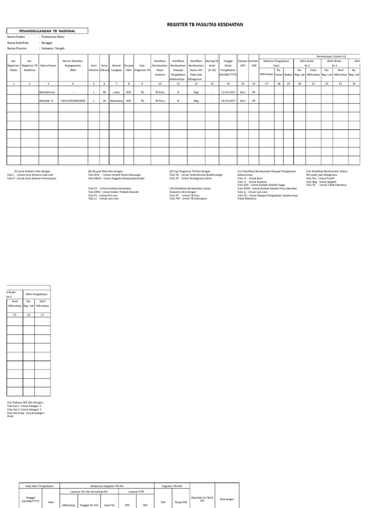 Format Registrasi TB Faskes | PDF