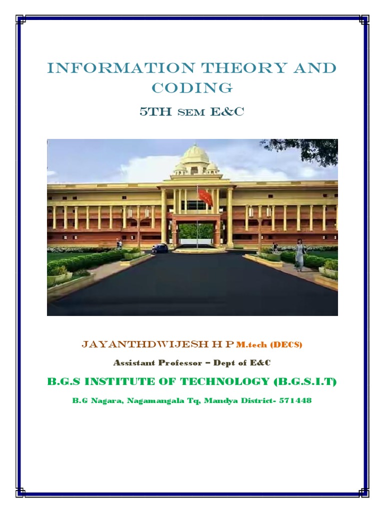 Vtu Eandce Cbcs 5th Sem Information Theory And Coding Full Notes 1 5 Modules Pdf Forward