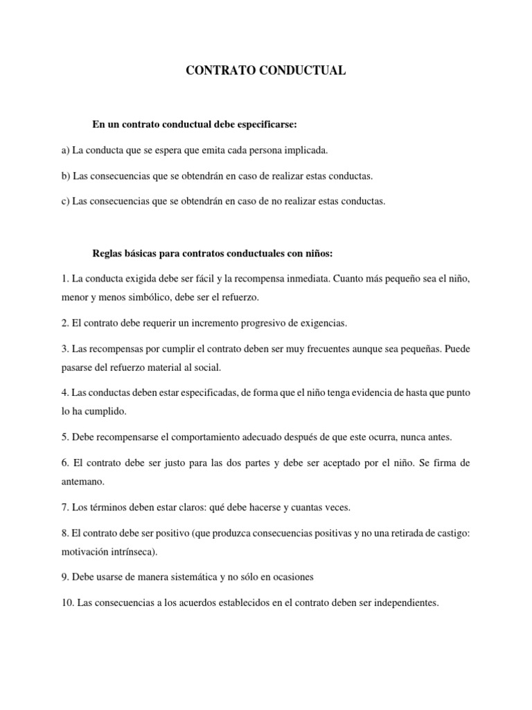 Guía para Contratos Conductuales con Niños | PDF | Finanzas y dinero