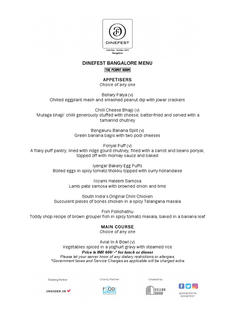 DF - NOV2017 - The Permit Room - Menu | PDF | Curry | Indian Cuisine