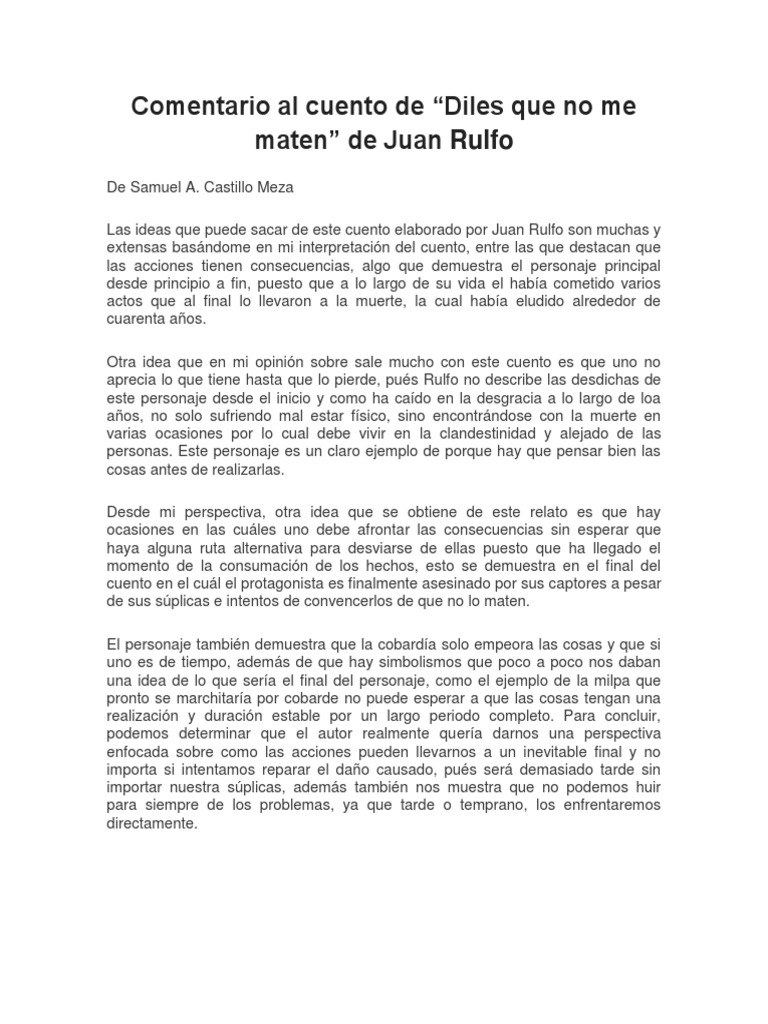 Comentario de Un Cuento Español | PDF