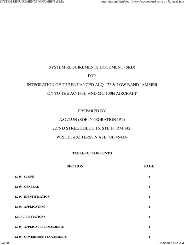 System Requirements Document (SRD) | PDF | Electronic Warfare | Safety