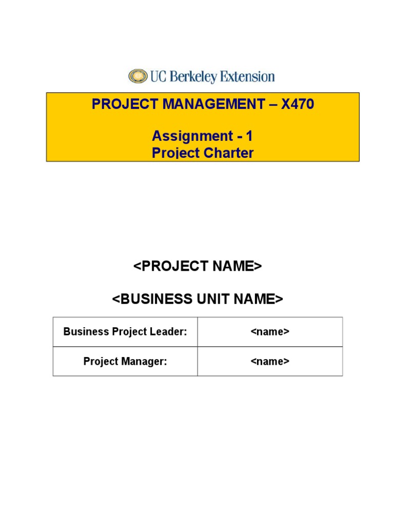 Assignment 1 Project Charter | PDF | Stakeholder (Corporate) | Risk