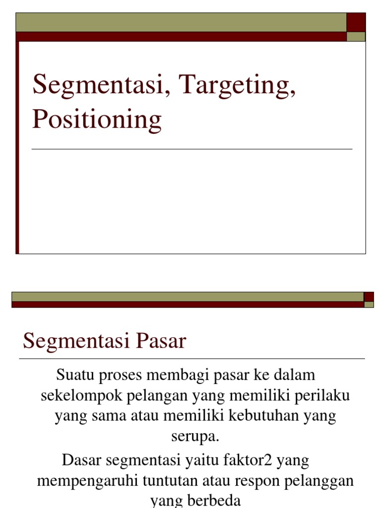 Segmentasi Targeting Positioning | PDF