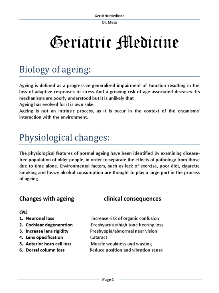 Geriatric Medicine: Biology of Ageing | PDF | Blood Pressure | Geriatrics