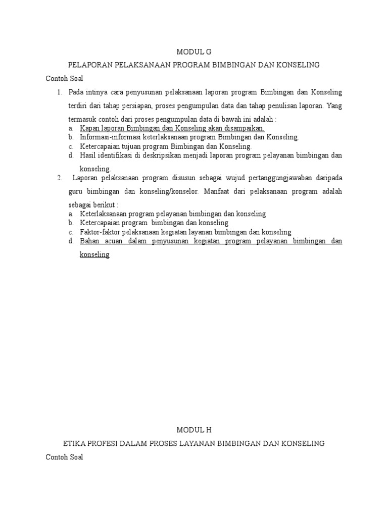 Contoh Soal Modul G Dan Modul H | PDF