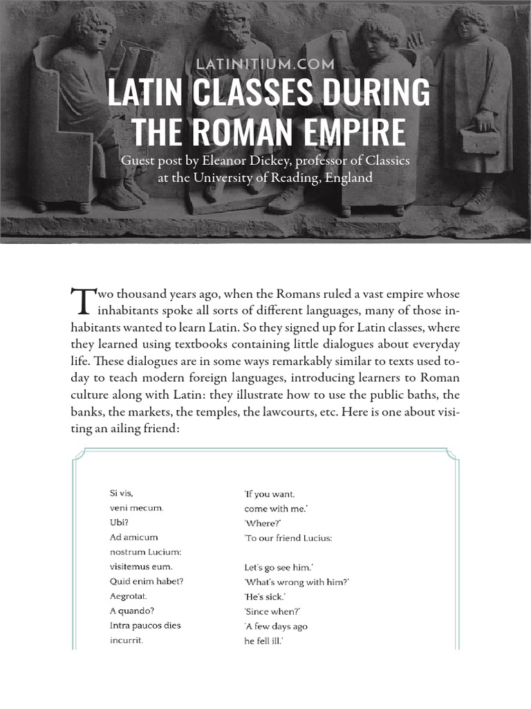 Eleanor Dickey Latin Classes During The Roman Empire | PDF | Latin ...