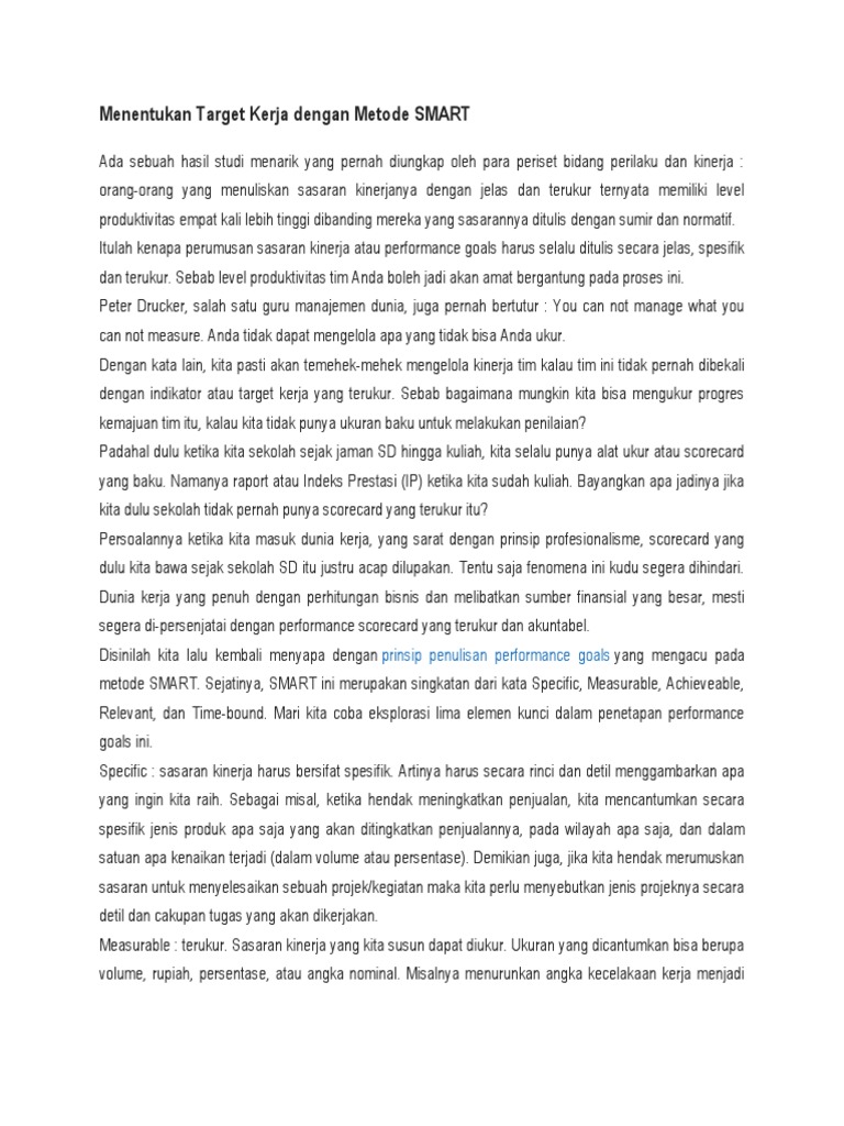 Menetapkan Target Kerja dengan SMART | PDF | Karier & Perkembangan | Bisnis