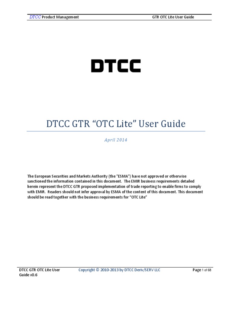 DTCC GTR Otc Lite | Download Free PDF | Over The Counter (Finance ...