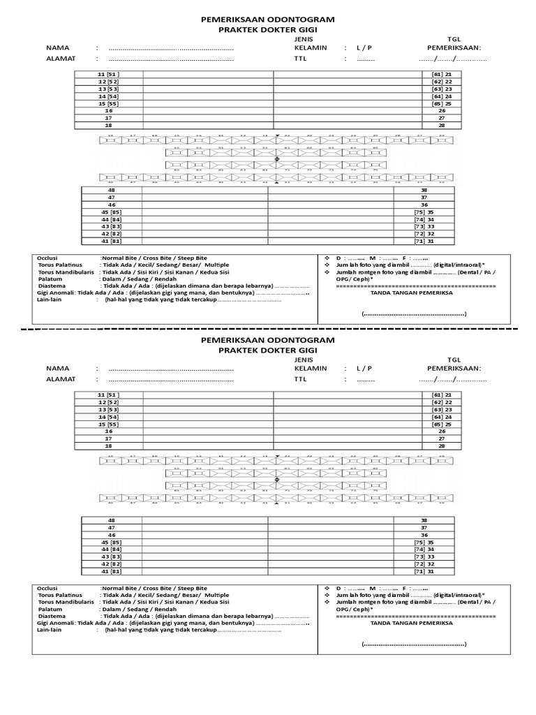 Odontogram Examination Template | PDF
