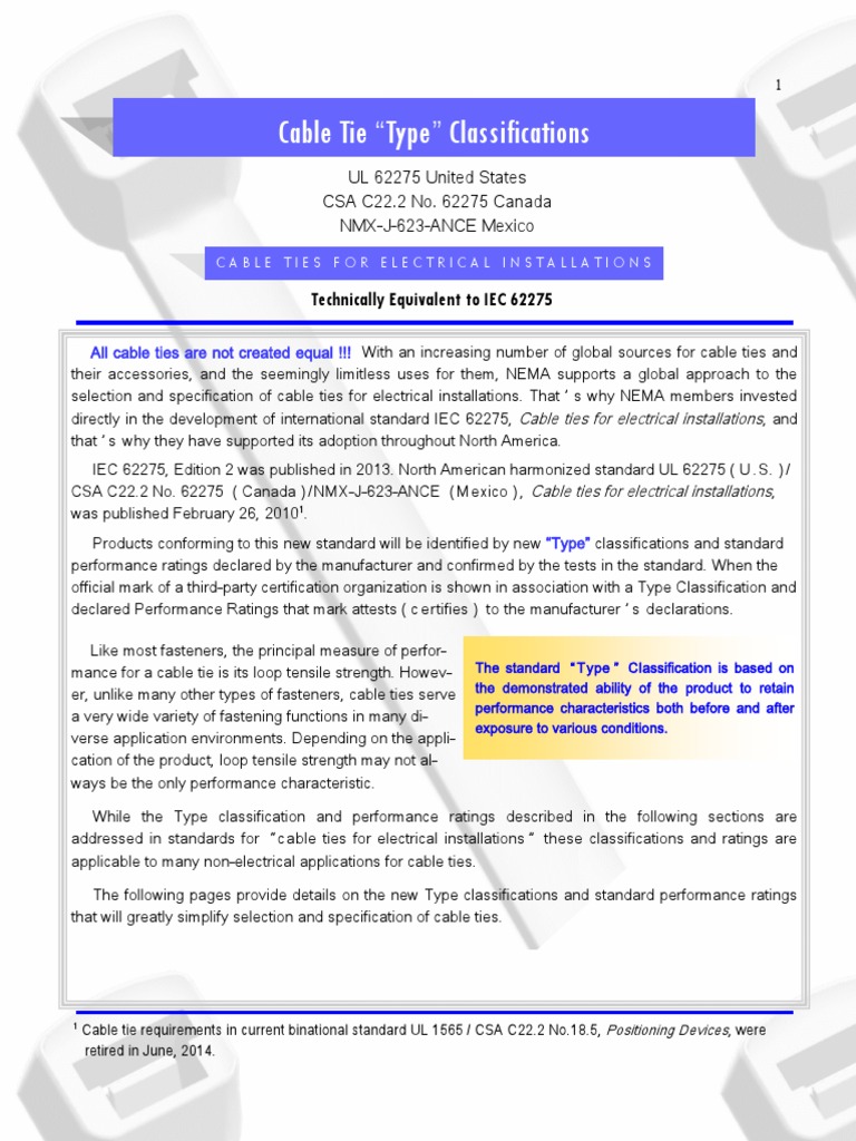 Cable Tie Classifications and Standards | PDF | Electrical Wiring ...