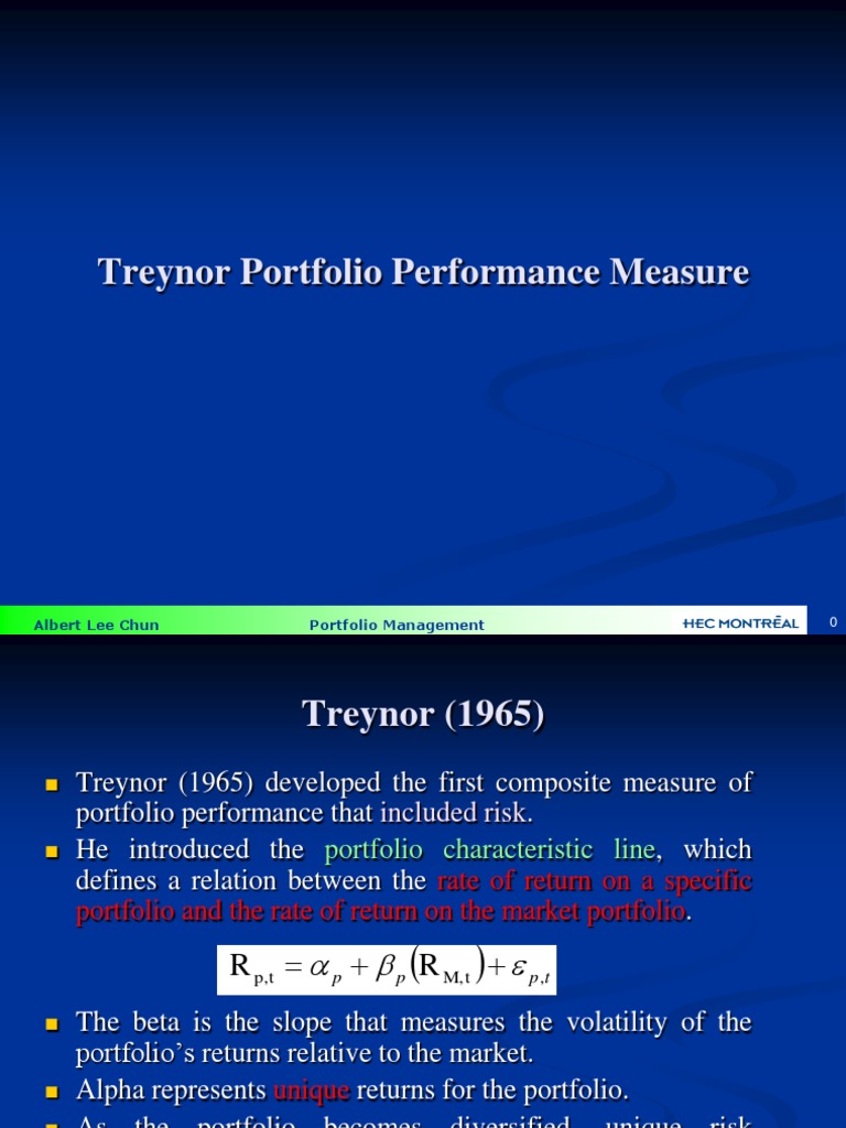 Treynor Portfolio Performance Measure: Albert Lee Chun Portfolio ...
