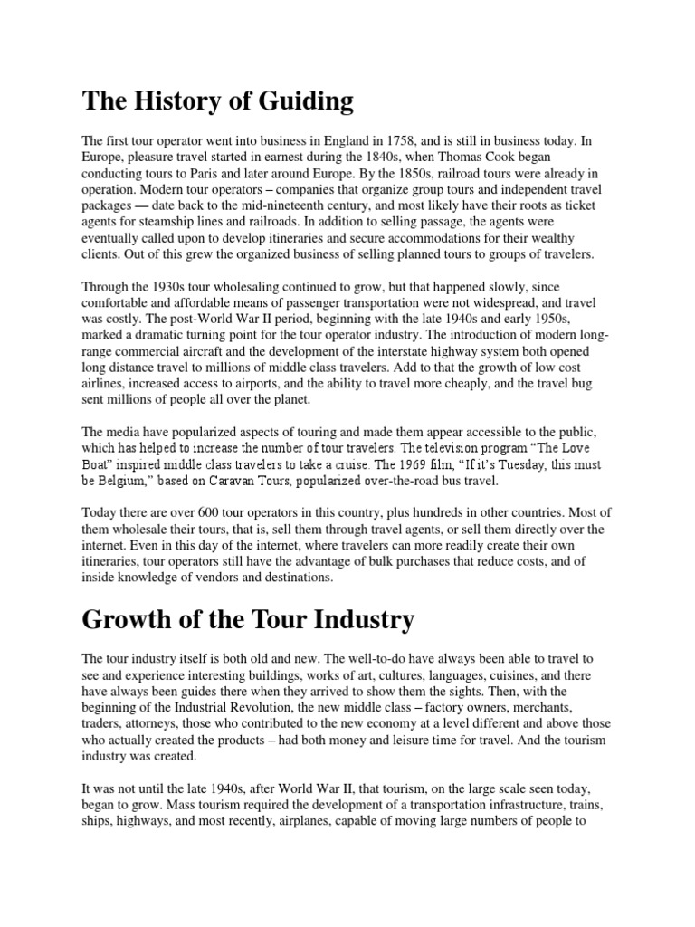 The History of Guiding | PDF | Tourism | Travel Agency