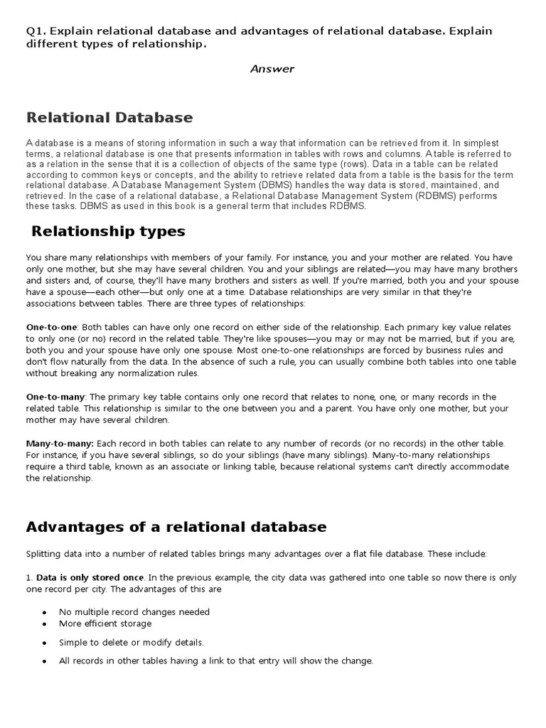 Relational Database: Relationship Types | PDF | Relational Database ...